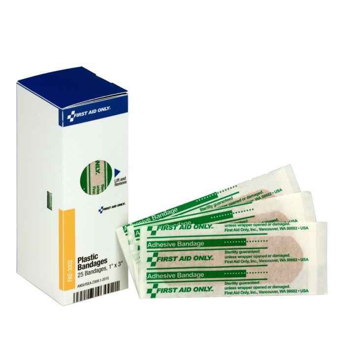 SmartCompliance Refill 1" x 3" Adhesive Plastic Bandages, 25 Per Box ...