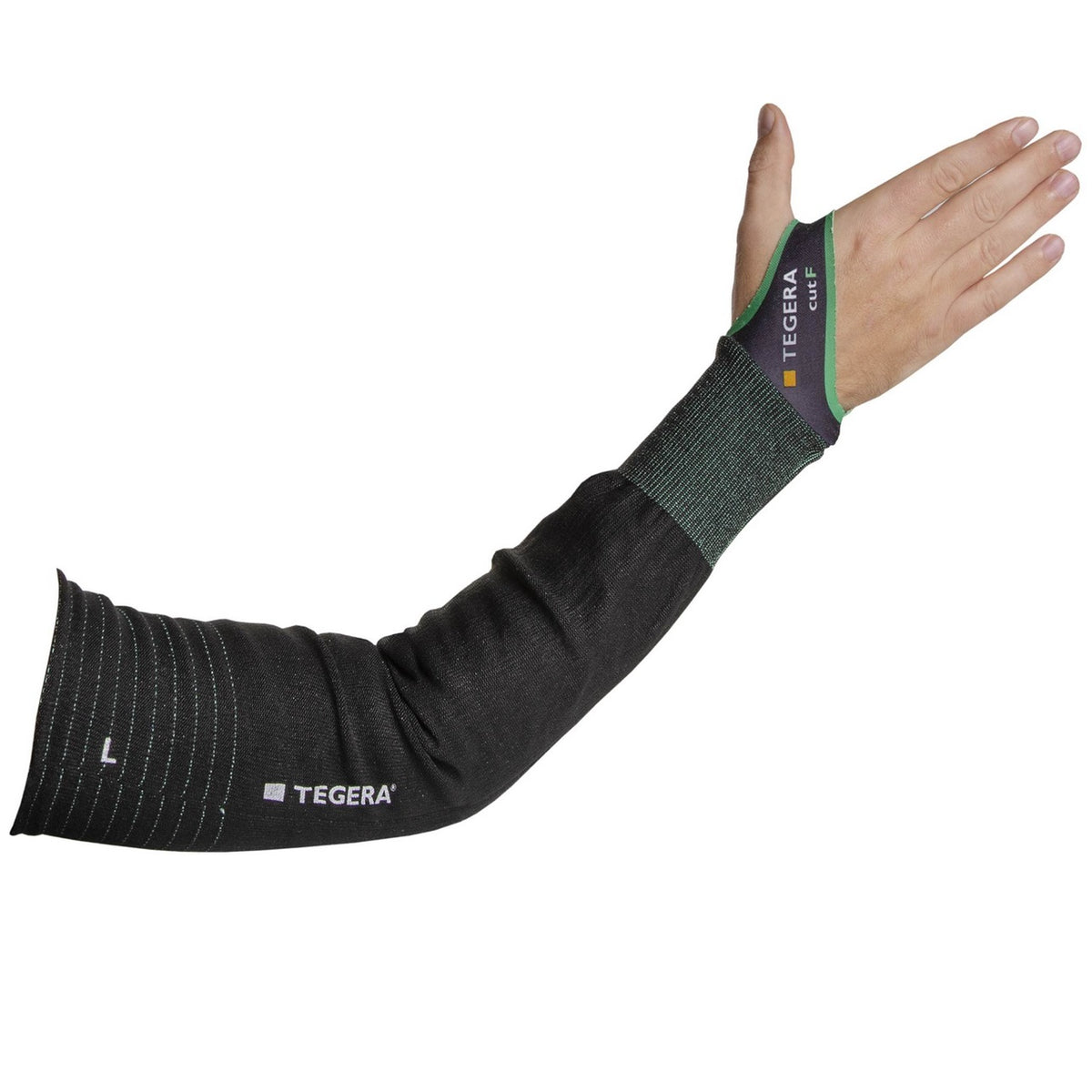 ANSI A6 Tegera 73 Cut Resistant Sleeve Black with Thumbhole, 1 Each — ASA Safety Supply