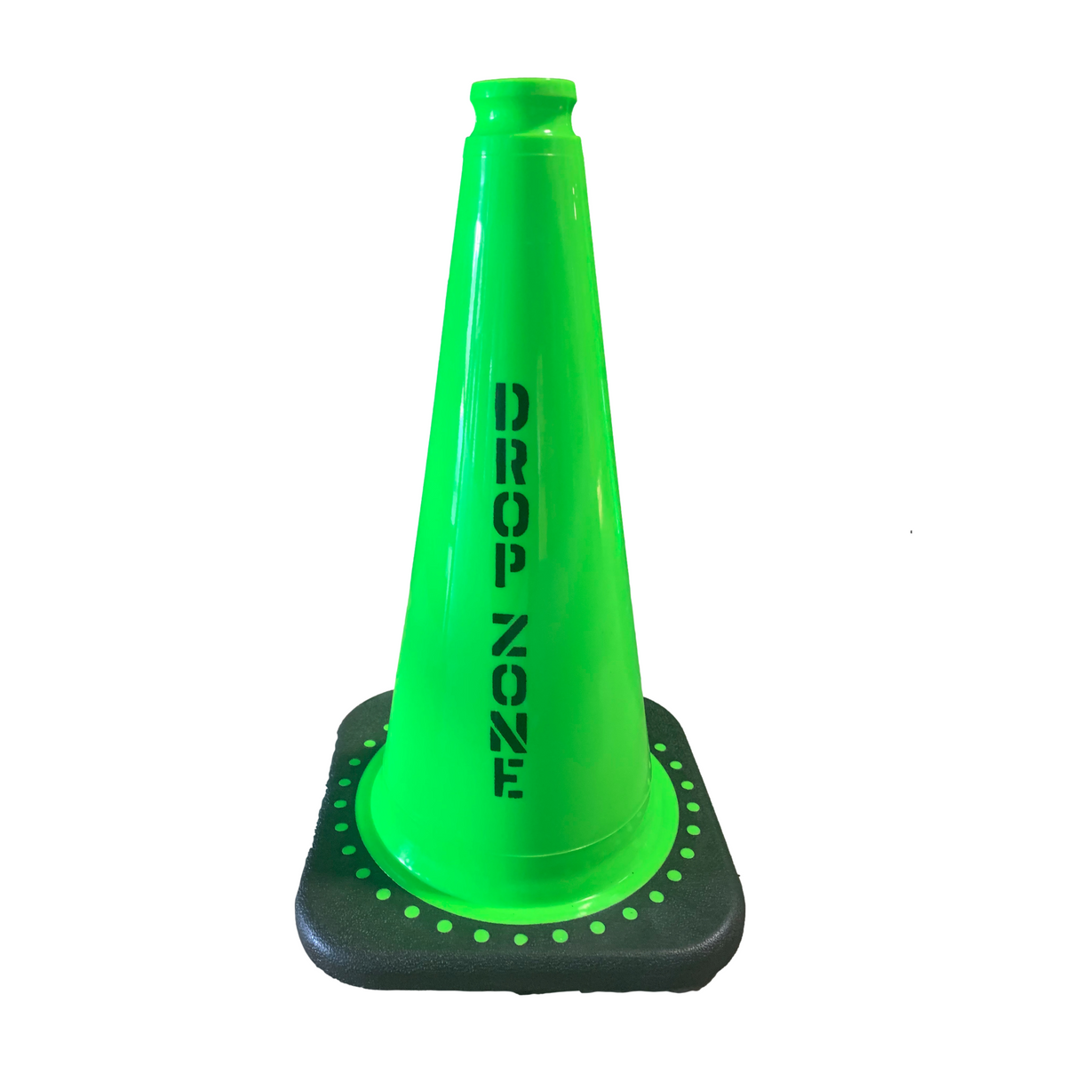 18 Inch Traffic Cone, Lime with "Drop Zone" Logo — ASA Safety Supply