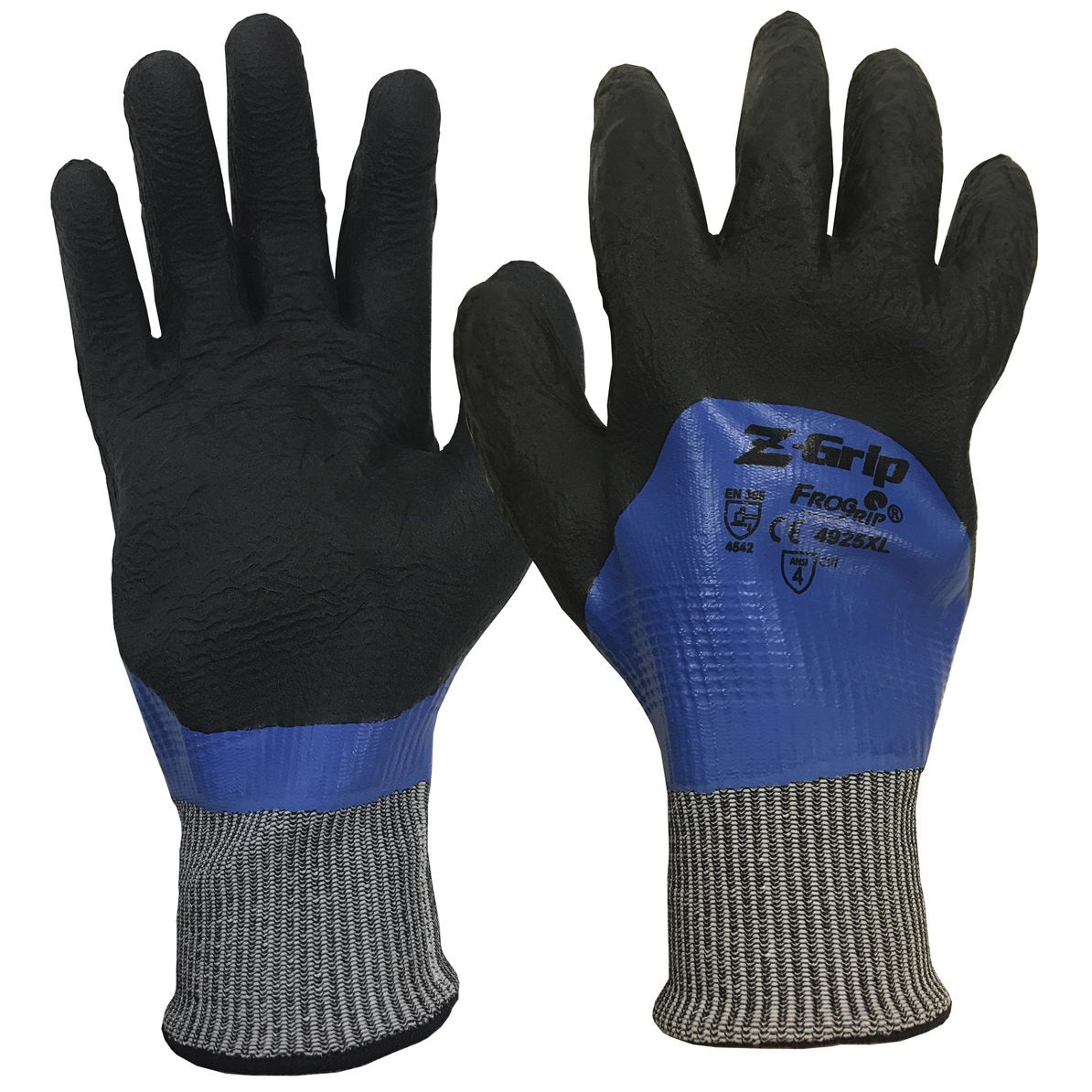 Cut & Liquid Resistant A4, Z-Grip Blue Nitrile Coated Double Dipped Gl ...