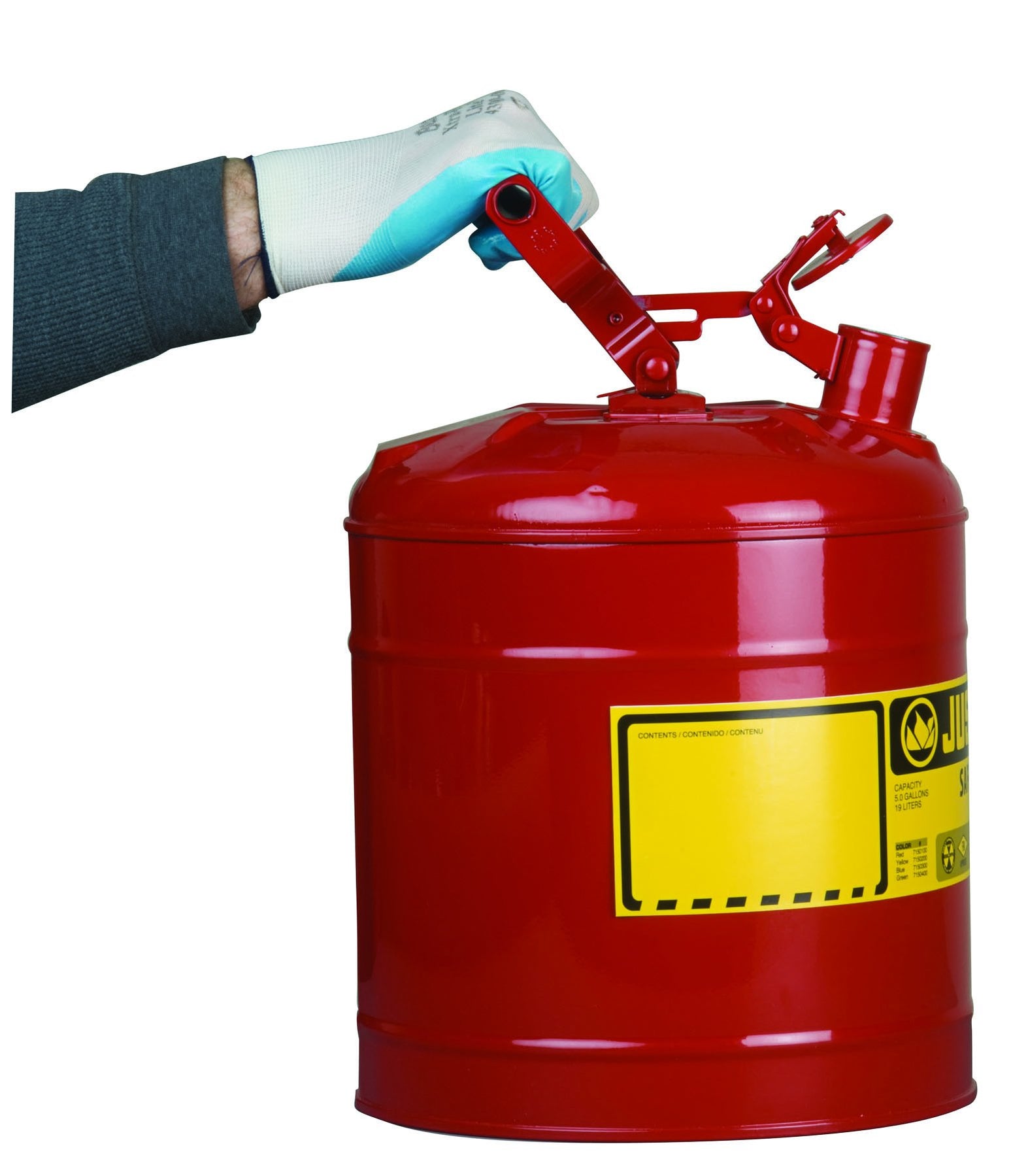 Justrite 7150100 Type I Steel Safety Can for Flammables, 5 gallon, Red ...