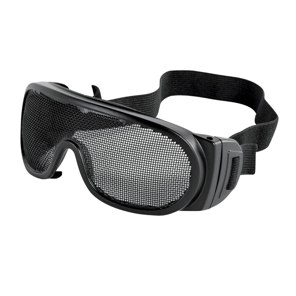 Wire Mesh Safety Goggles with Elastic Strap and Matte Black Frame (1 P ...