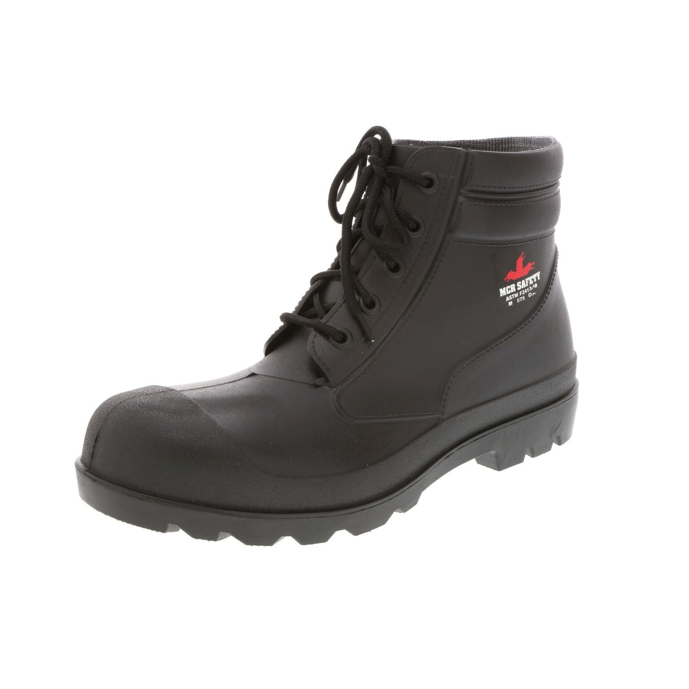 Black 6 Inch PVC Work Boots with Lace-Up Strings, Steel Toe and Steel ...