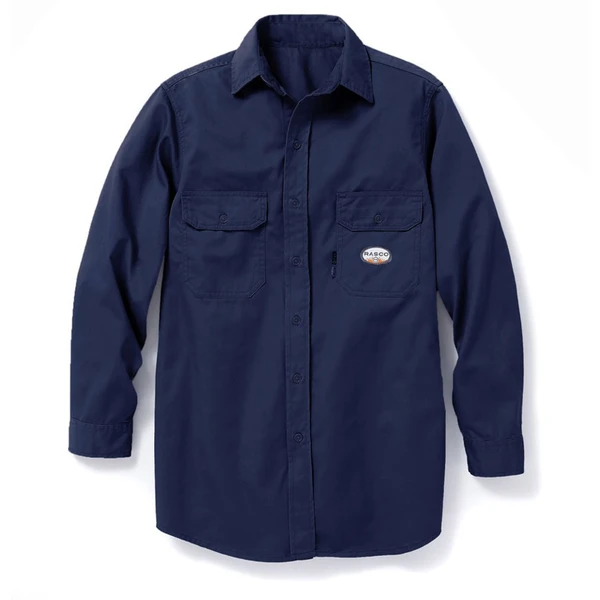 7oz 100% Cotton FR Uniform Shirt, Navy Blue — ASA Safety Supply