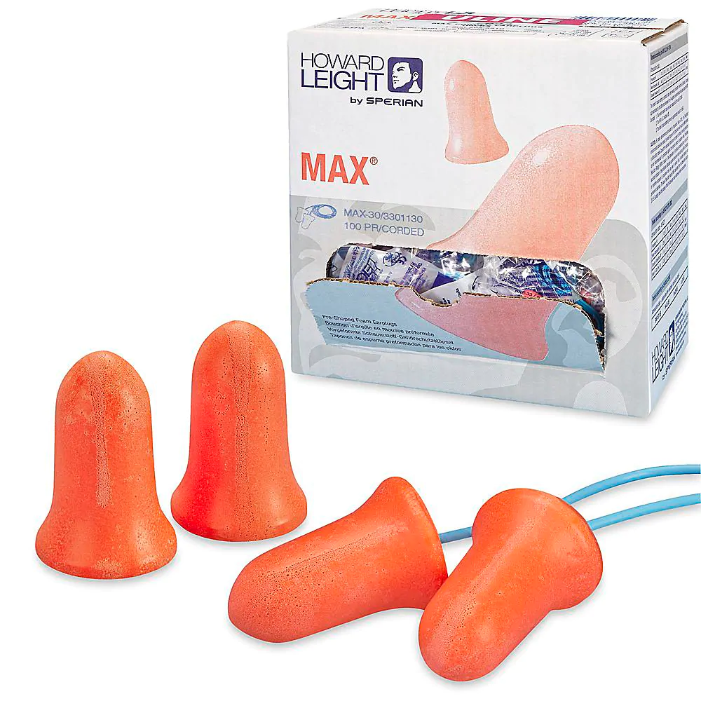 Howard Leight Max-30 Corded Foam Earplugs NRR (Noise Reduction Rating ...