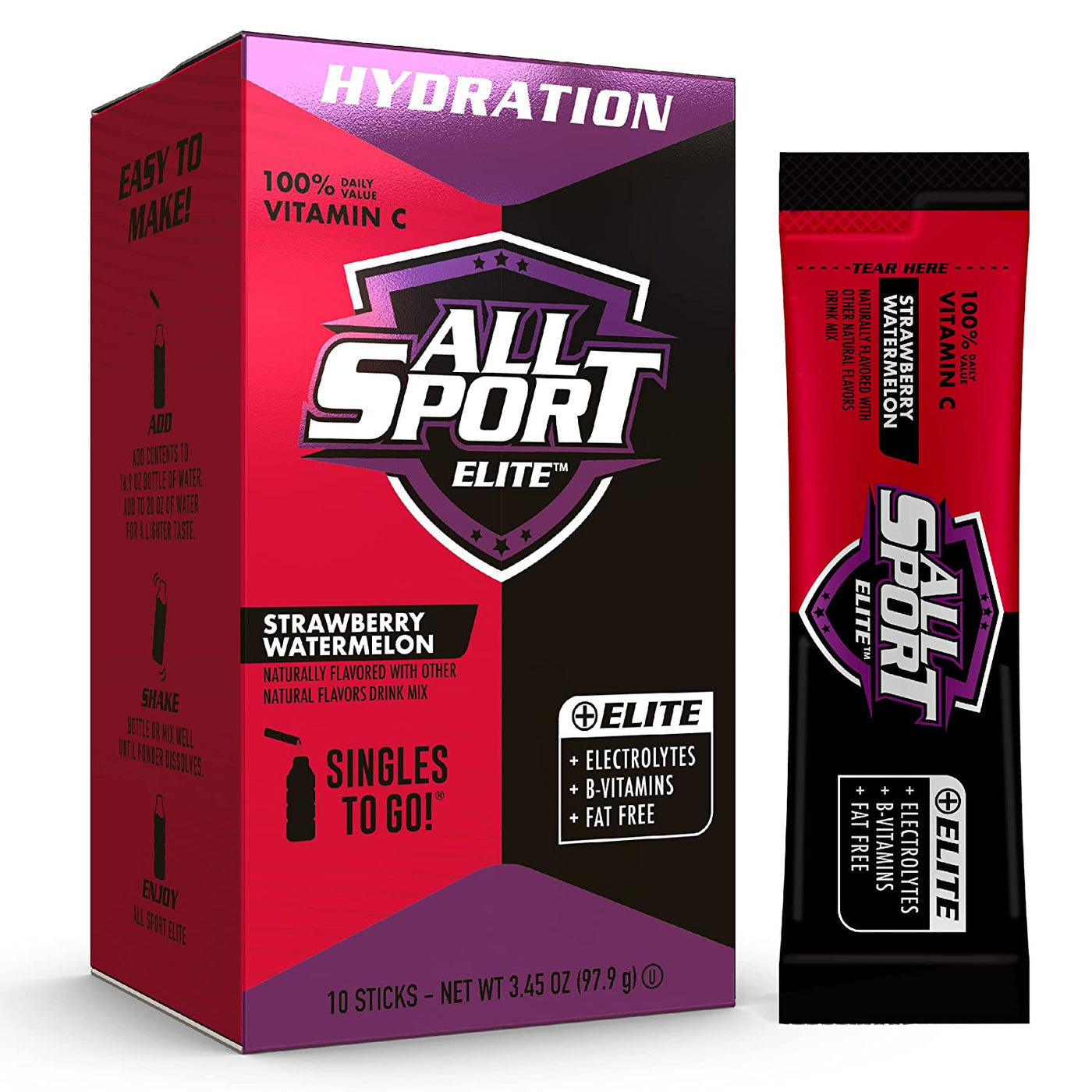 All Sport ELITE Powder Hydration Sticks, Performance Electrolyte Drink ...
