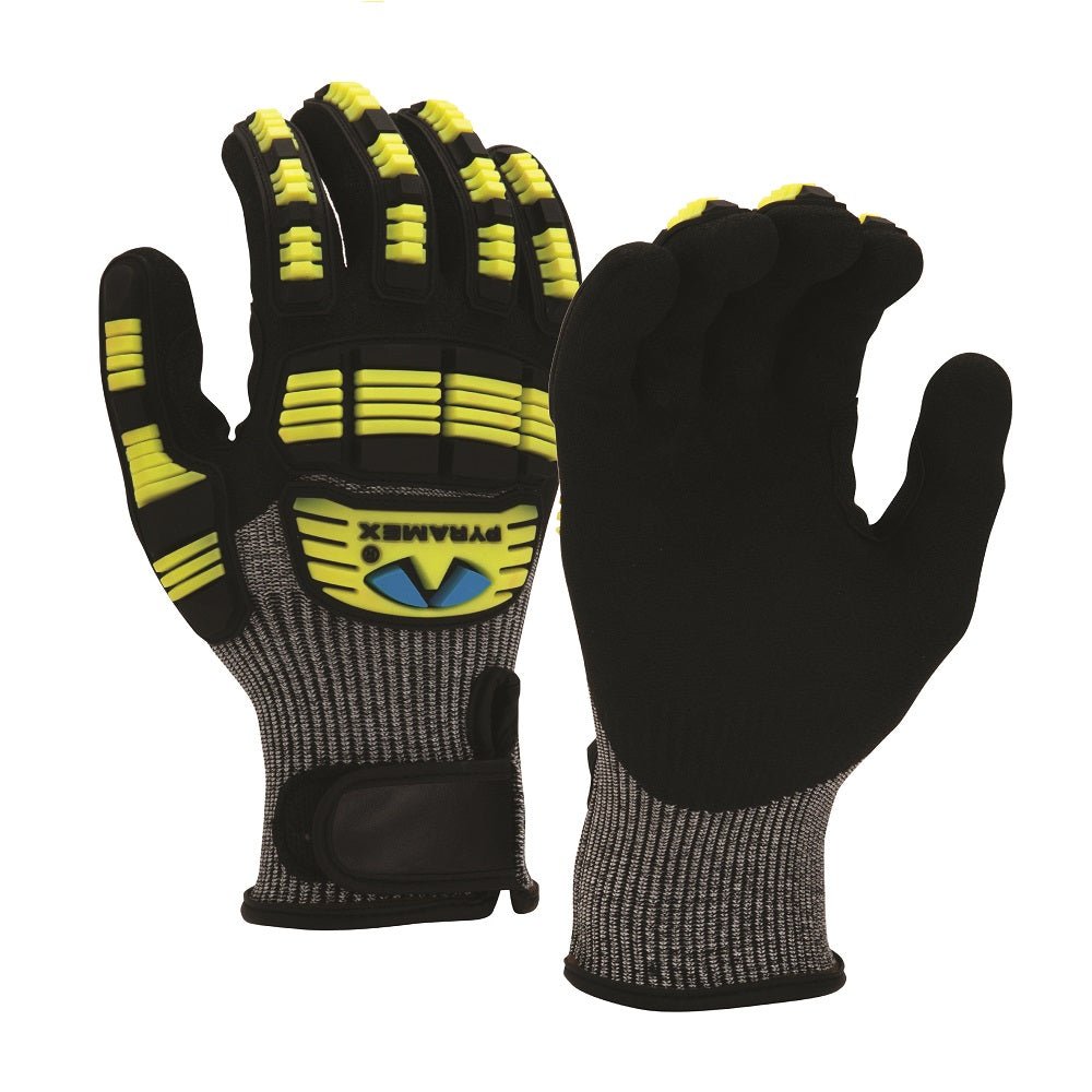 Pyramex Sandy Nitrile Coated Impact/Cut Resistant Work Gloves GL610C ...